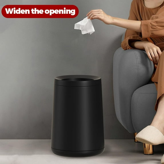 8L/2.1GAL Black Trash Can, Small Bathroom Garbage Can, Open Top Trash ...