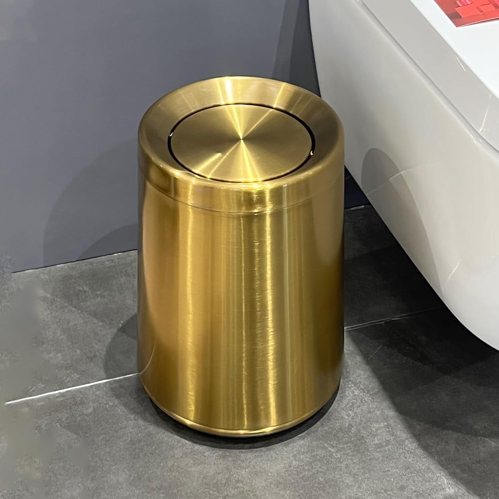 8L/2.1GAL Brass Garbage Can with Swing Lid, Brushed Nickel Gold , Matte ...