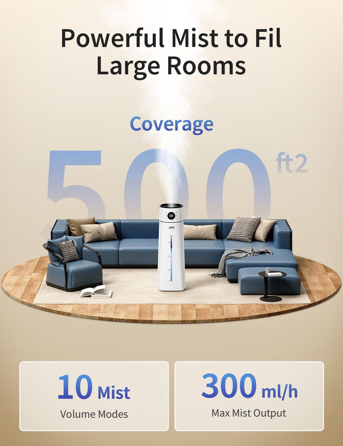 8L/ 2.1Gal Humidifier Large Room, Ultrasonic Cool Mist for Bedroom ...