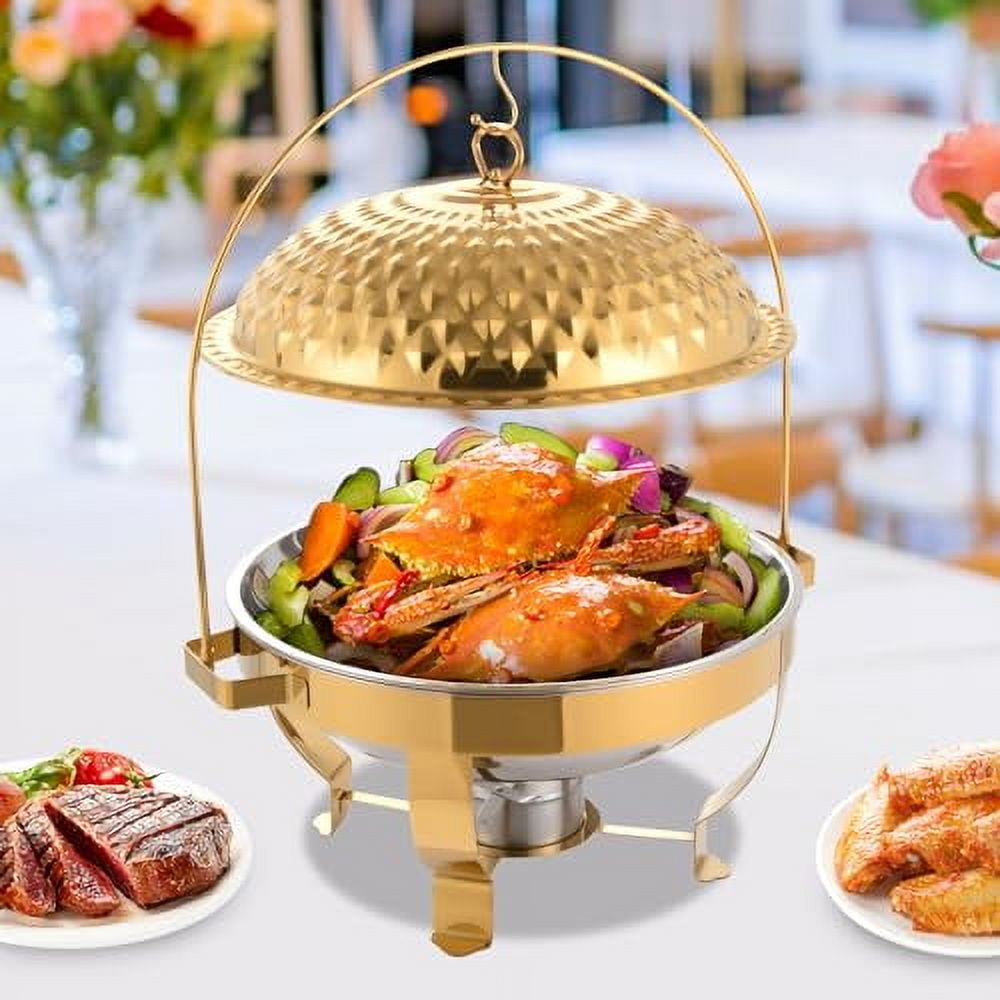 8L/8.5QT Roll Top Gold Chafing Dish Buffet Set, Countertop Freestanding ...