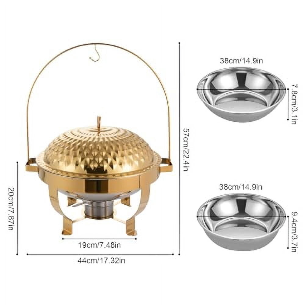 8L/8.5QT Roll Top Gold Chafing Dish Buffet Set, Countertop Freestanding ...