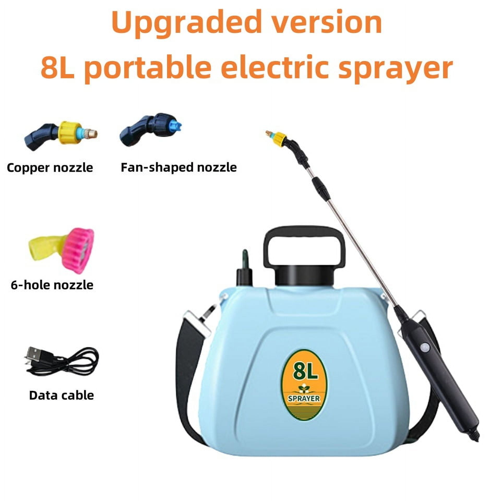 8L Blue Backpack Sprayer, 2500mAh, 3 Nozzles, 3-Hour Continuous Spray ...