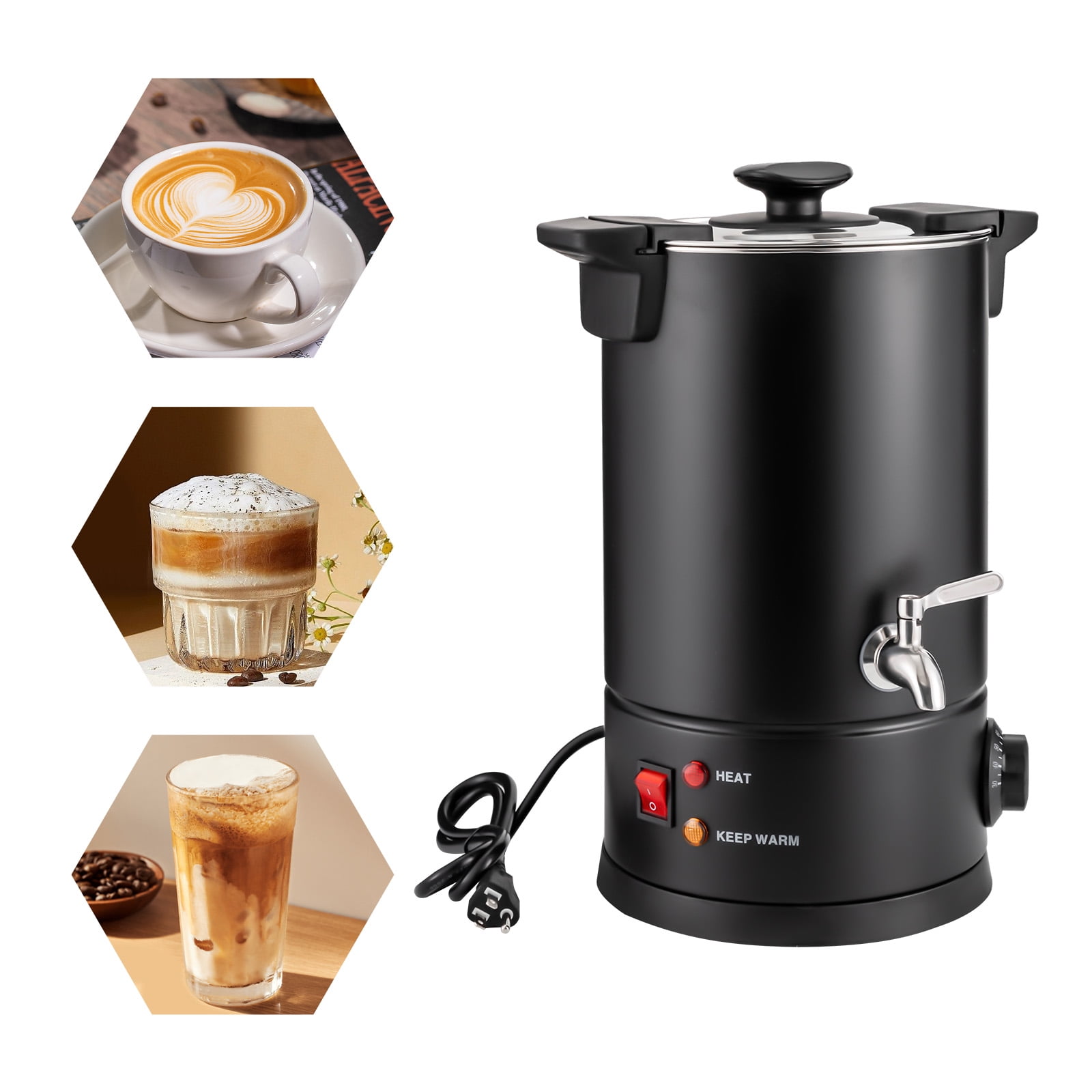 8L Commercial Coffee Urn Machine, Stainless Steel Coffee Maker Water ...
