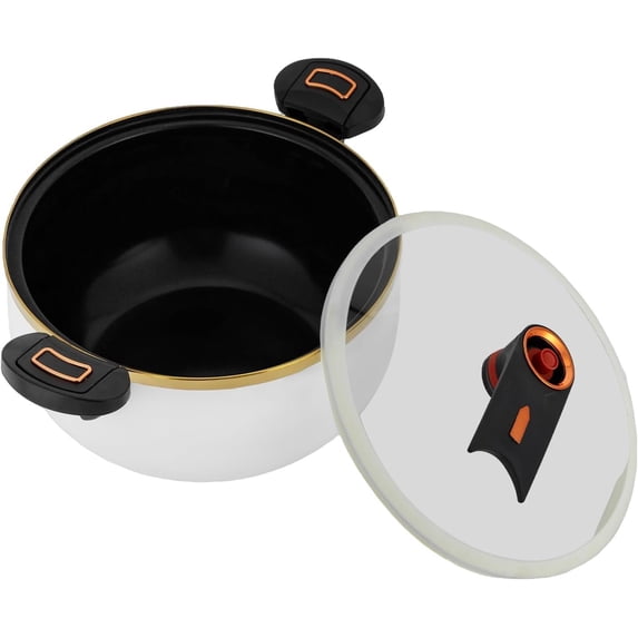 8L Cooker with Visual Glass Lid and 2 Handles, Non-Stick Multi-Function ...