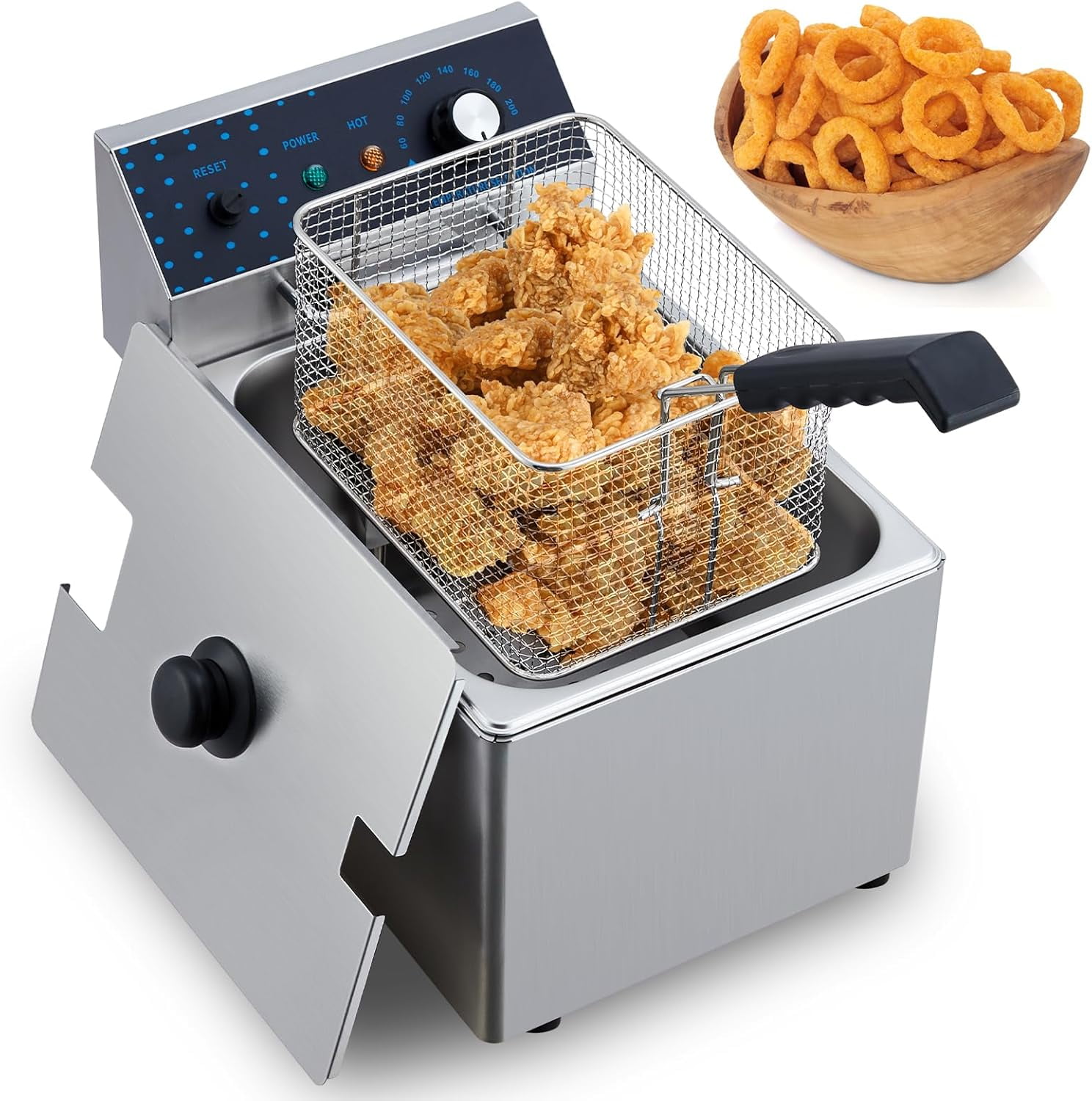 8L Electric Deep Fryer - Stainless Steel Countertop Fryer with Basket ...