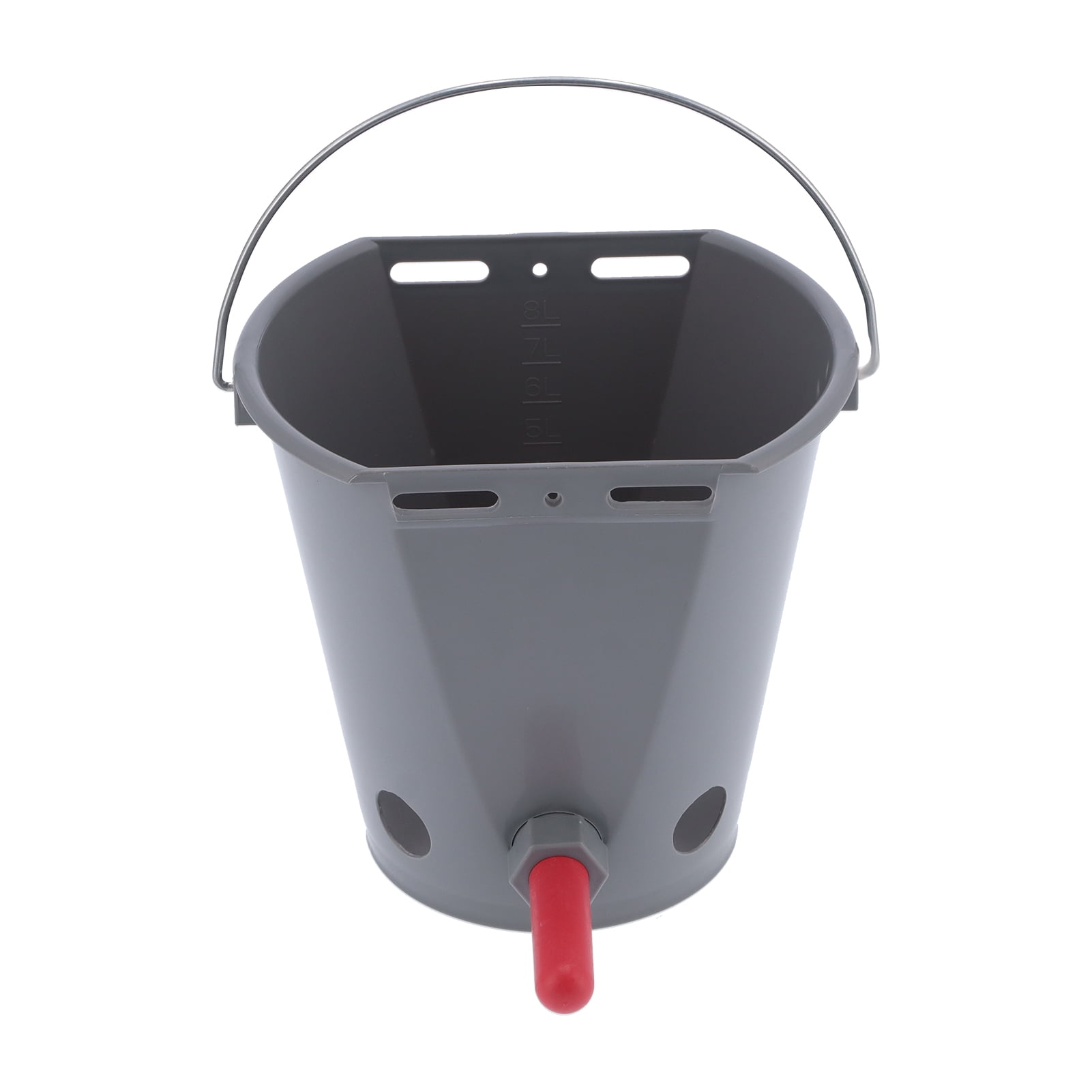 8L Feeder Bucket Farm Livestock FoodGrade Plastic Feeding Barrel with 5 ...