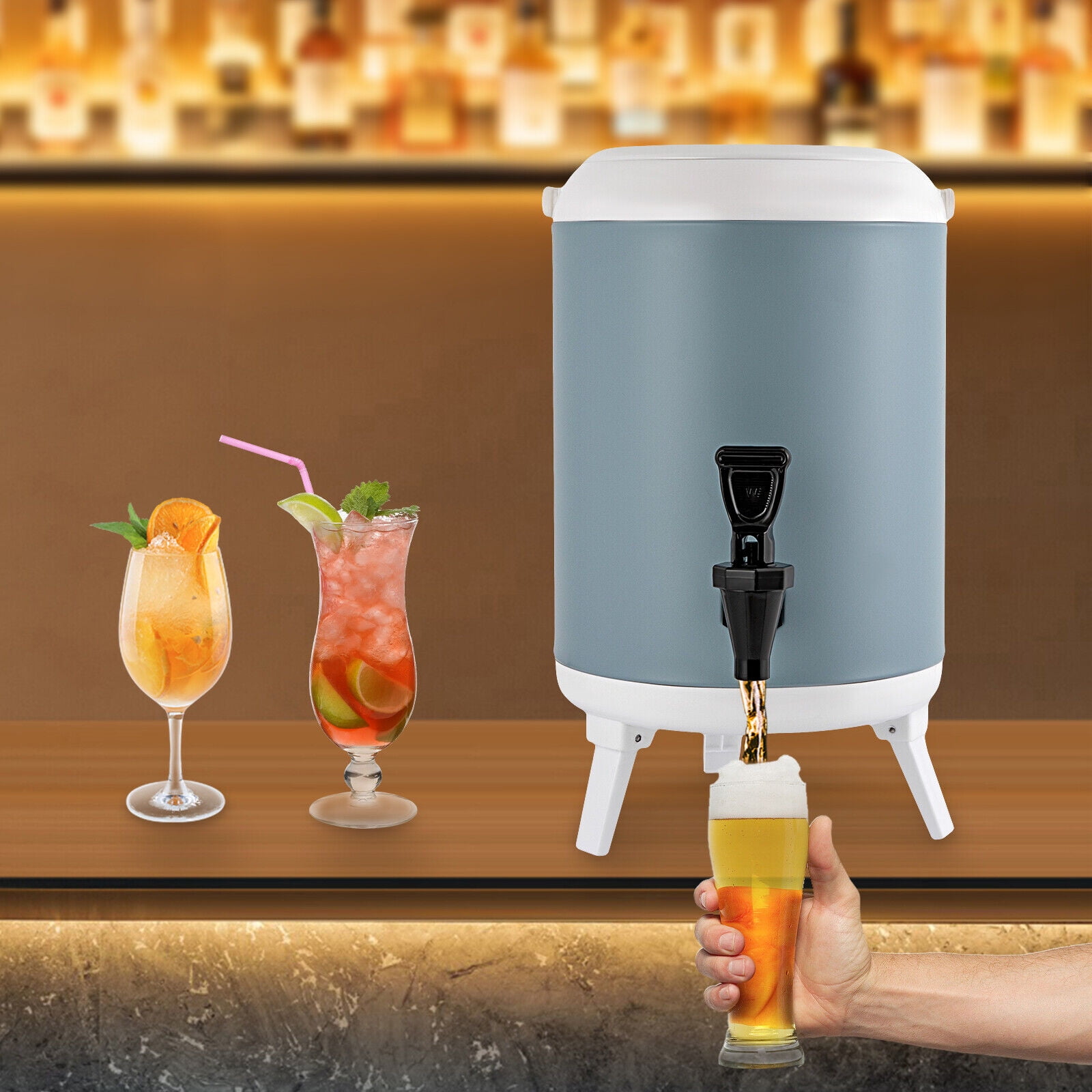 8L Insulated Beverage Dispenser Hot and Cold Drink Dispenser Round ...