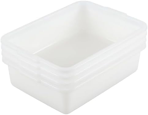 8L Plastic Commercial Bus Tub, 4 Pack Small Bus Bin Restaurant, White ...