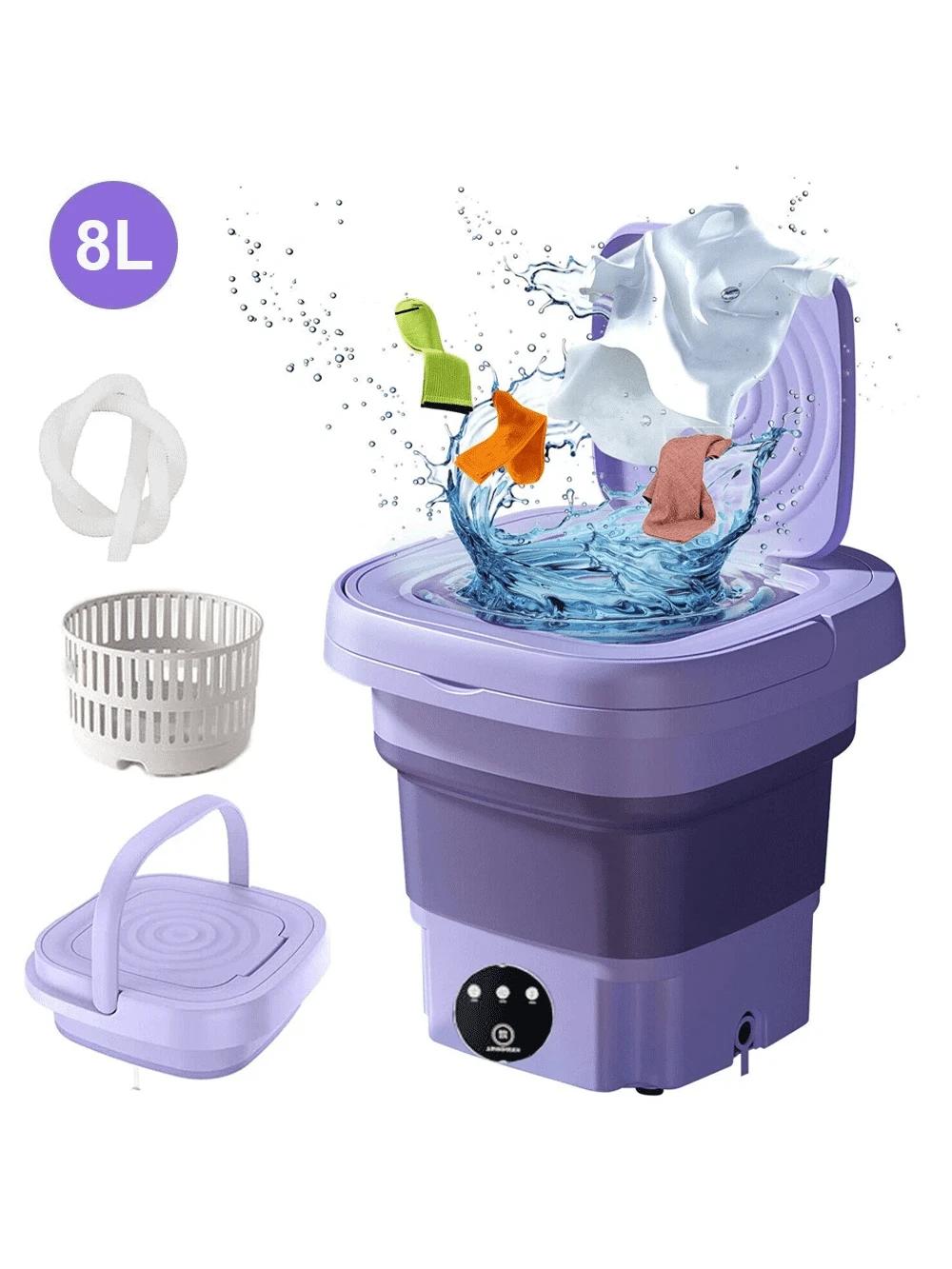 8L Portable & Folding Washing Machine，Mini Washer With Rotary Dryer，For ...