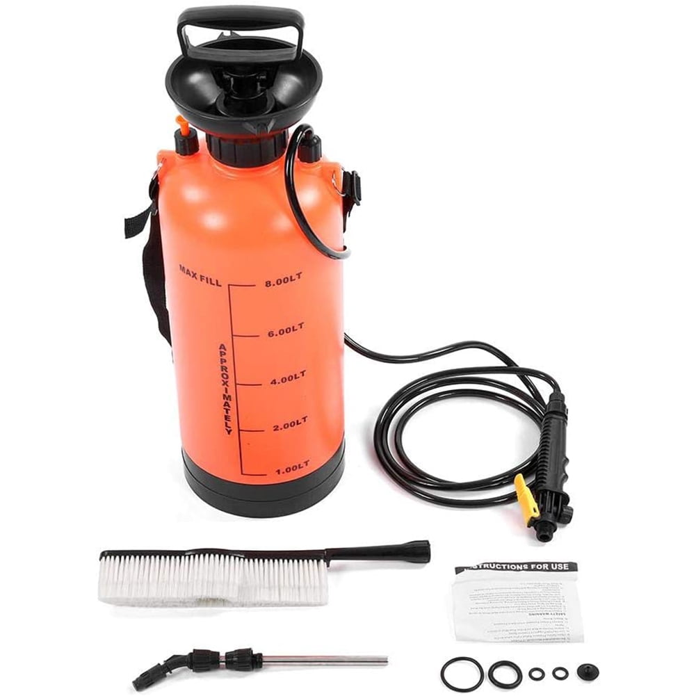8L Portable Manual Pressure Sprayer with Nozzle and Brush for Home ...