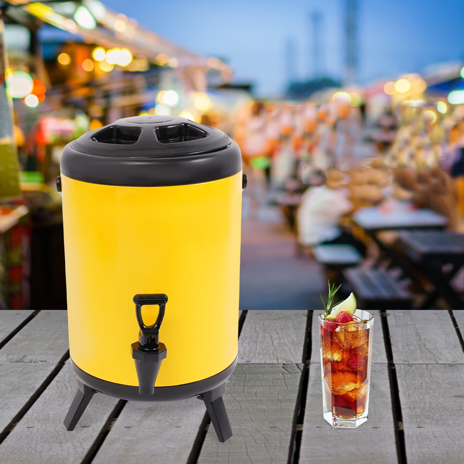 8L Stainless Steel Beverage Dispenser - Spill-Proof Lid & Spigot, 4-8 ...