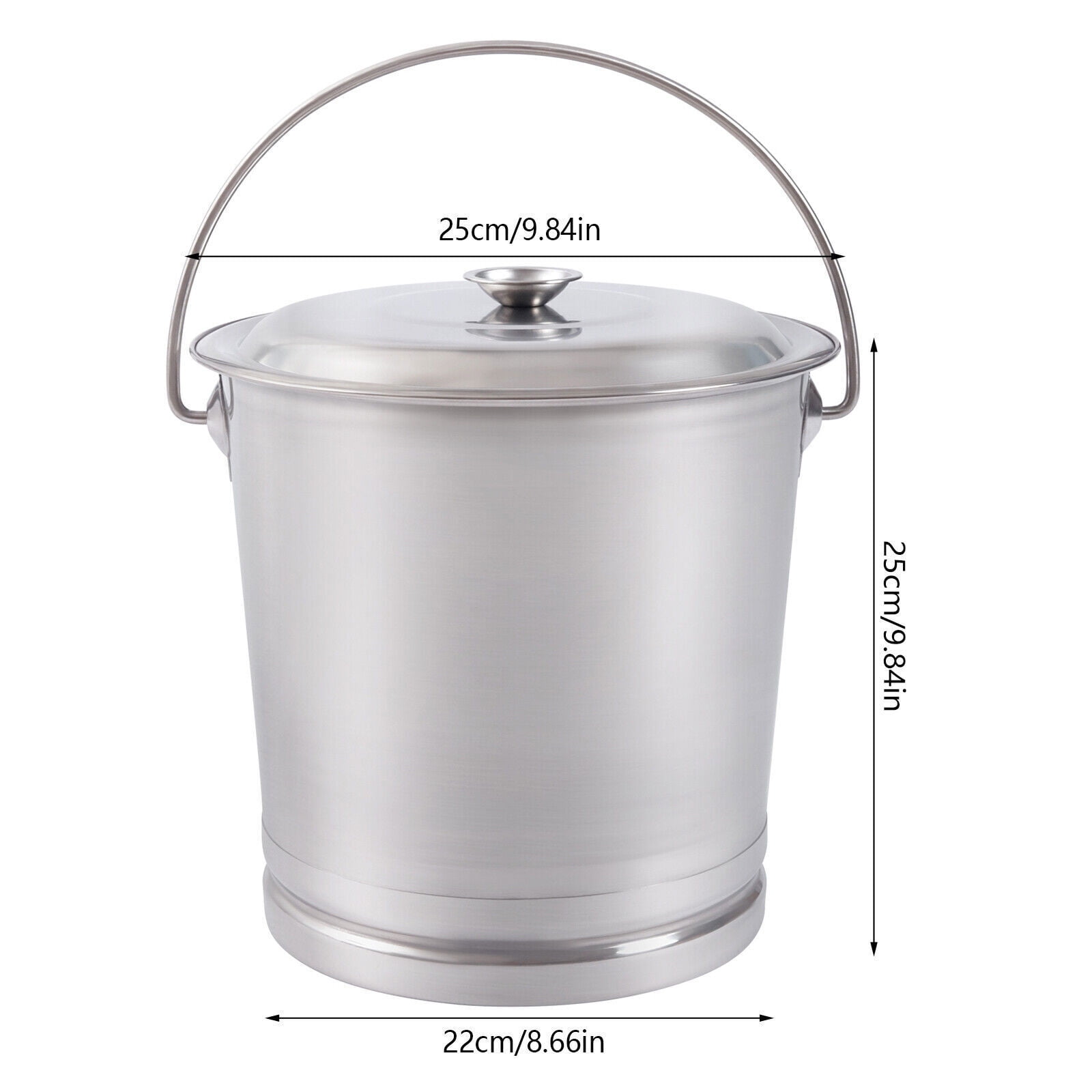 8L Stainless Steel Milk Pail Bucket with Lid Stainless Steel Container ...