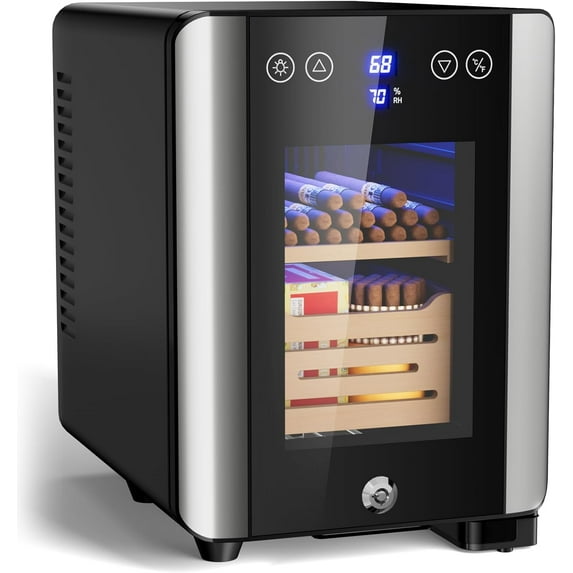8L Table Top Electric Cigar Humidor with Lock, 80 Counts Cigar Humidor ...