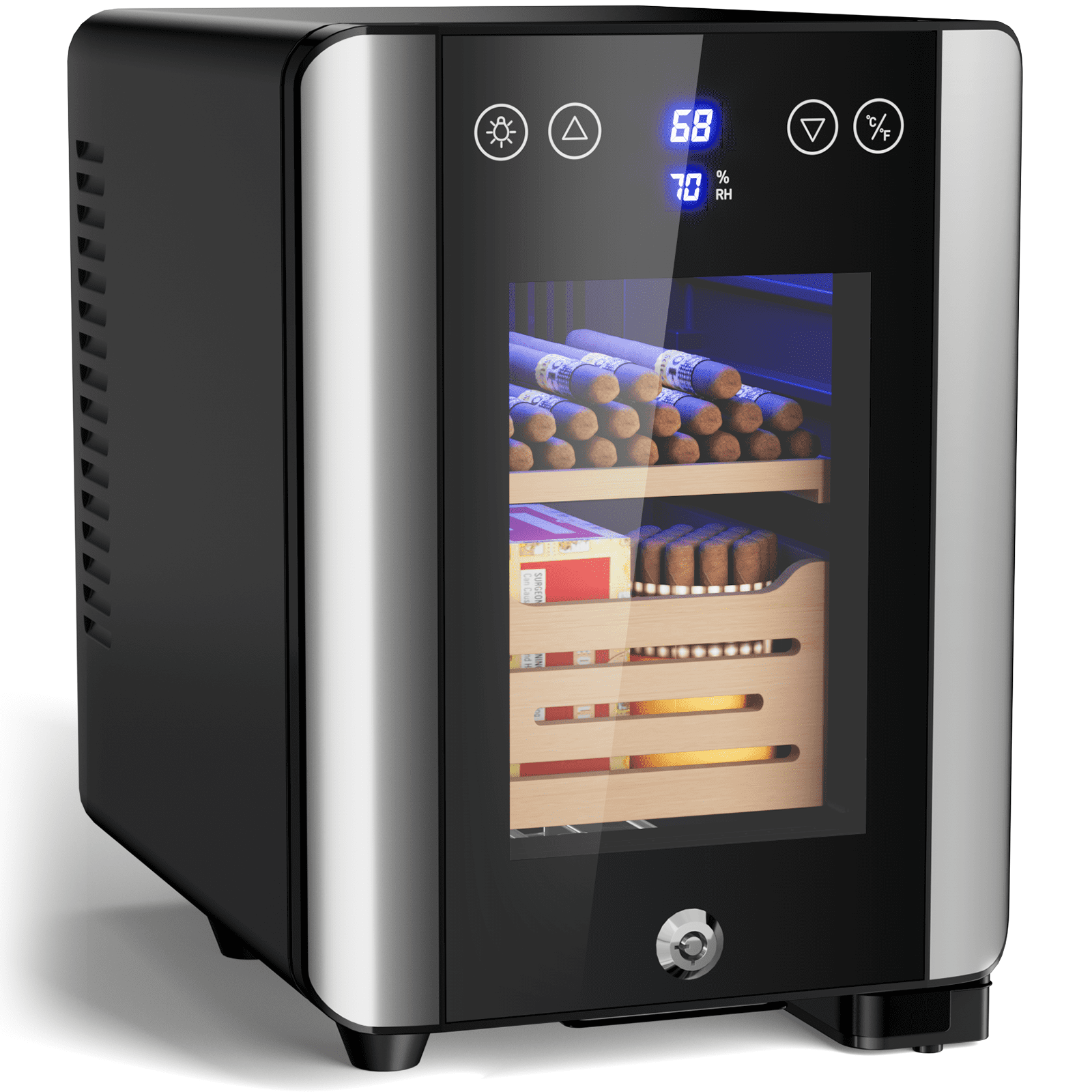 8L Table Top Electric Cigar Humidor with Lock, 80 Counts Cigar Humidor ...