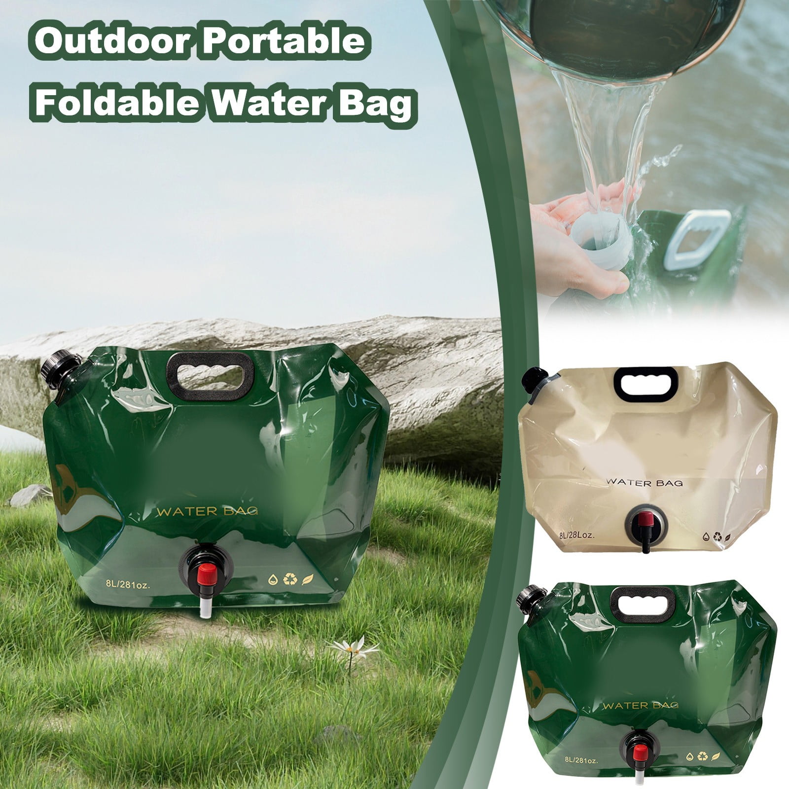 8L Water Container Bags, Outdoor Foldable Plastic Water Container Bag ...