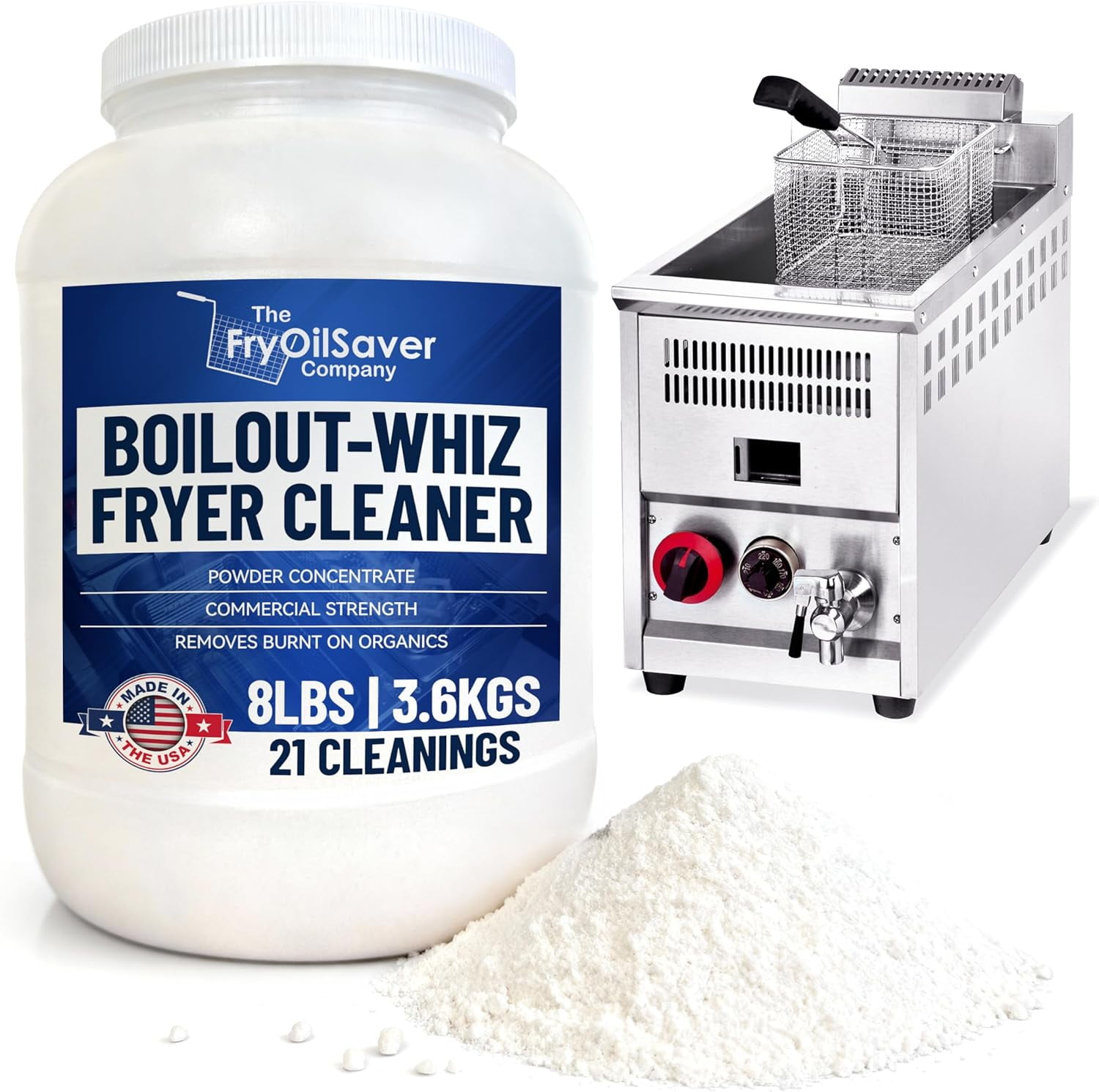 8LB Boil-Out Whiz Deep Fryer Cleaner - Degreaser Powder for Commercial ...