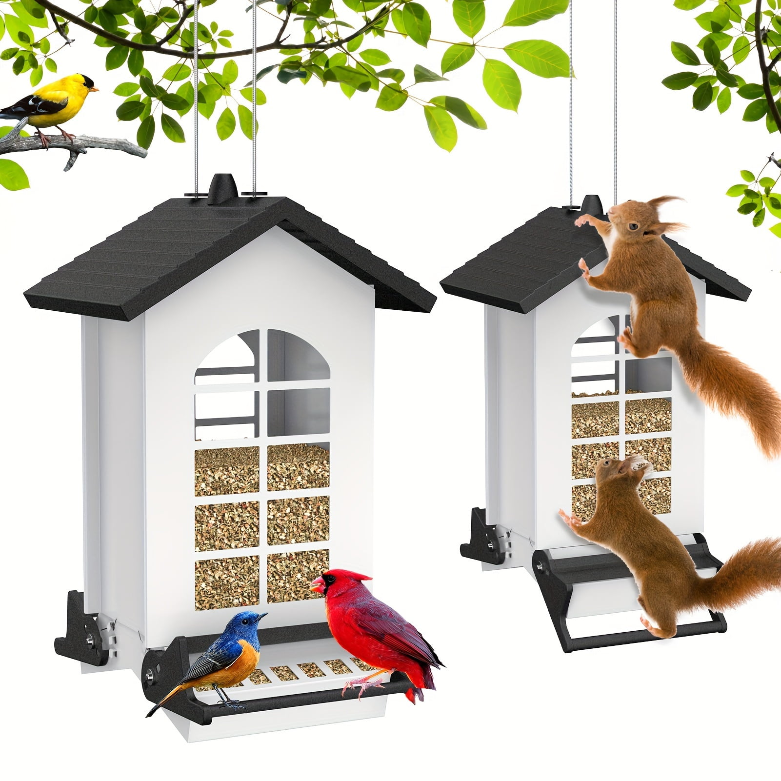 8LBS Squirrel Proof Metal Hanging Bird Feeder, Bilateral Weight ...