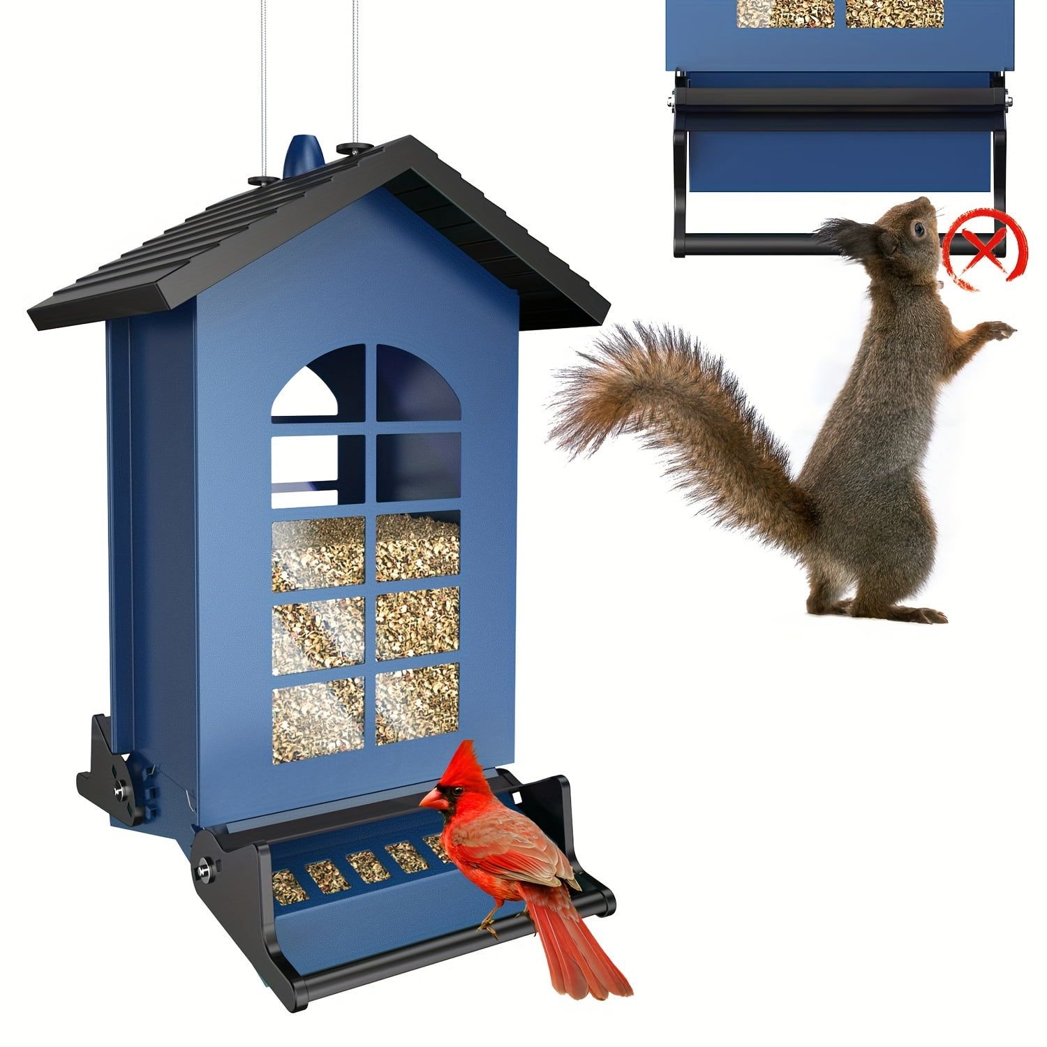8LBS Squirrel Proof Metal Hanging Bird Feeder, Bilateral Weight ...