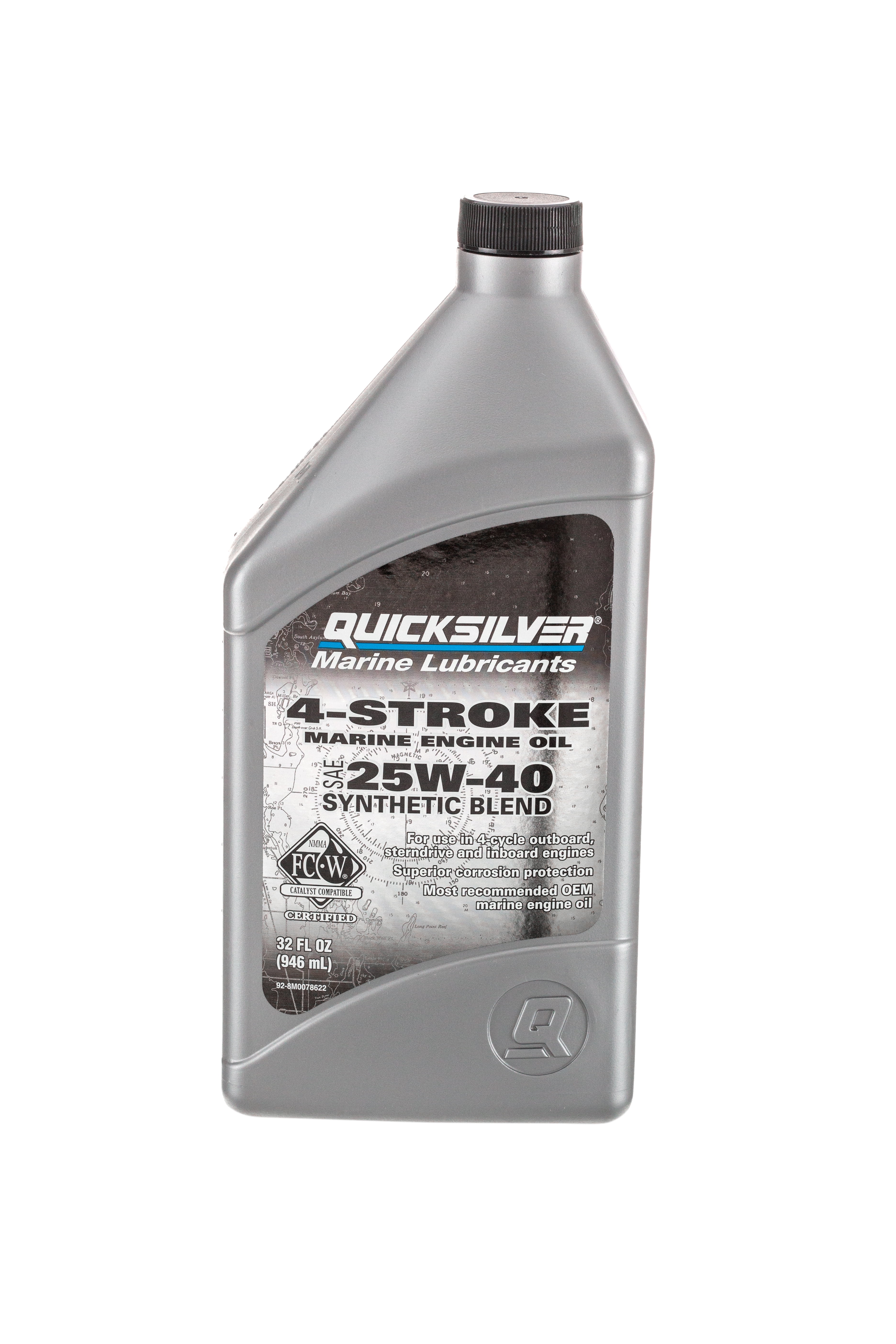 8M0078622 FC-W 4-Stroke Synthetic Blend 25W-40 Marine Engine Oil ...