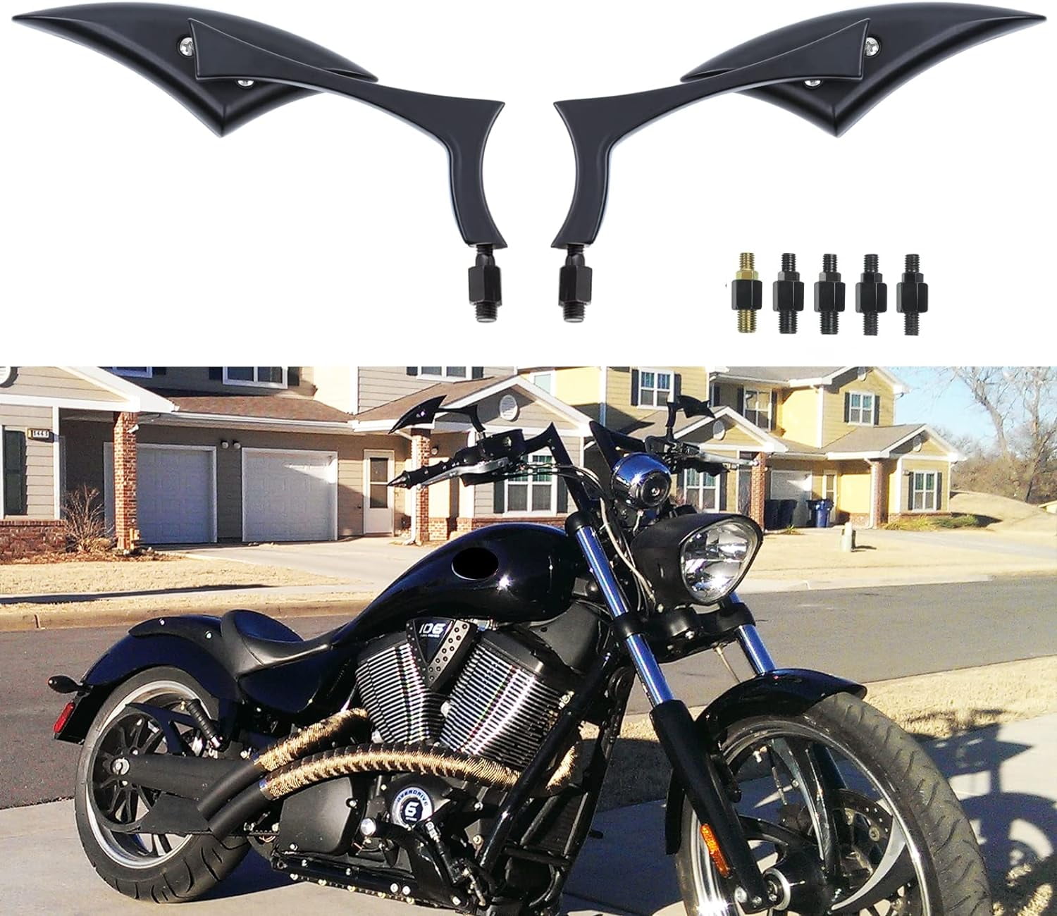 8MM 10MM Motorcycle Mirrors Black Blade Rear View Side Mirror ...