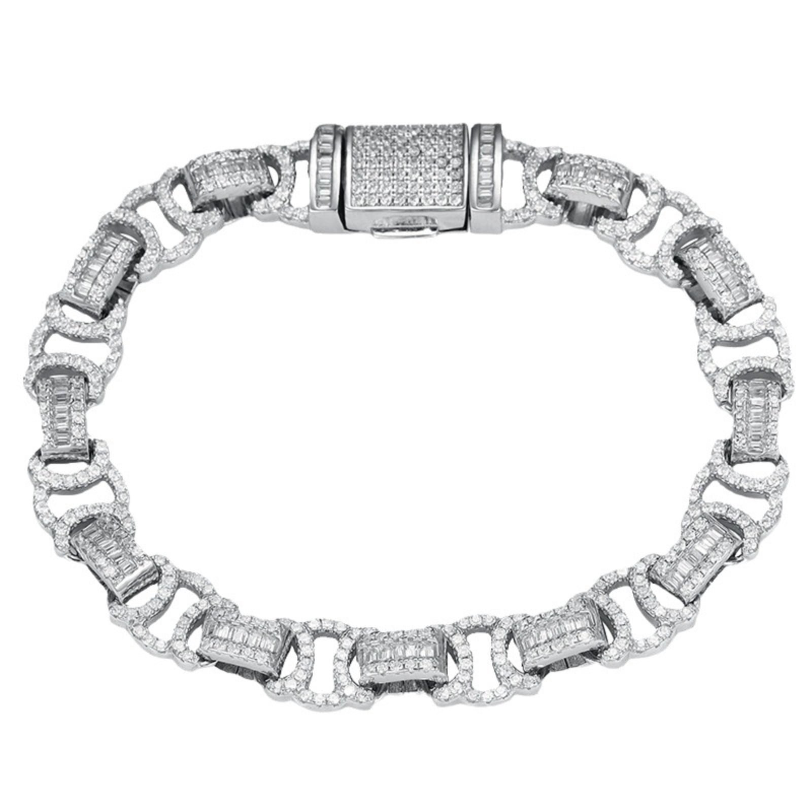8MM 925 Sterling Silver Bracelets for Men Clear 5A+ CZ Mens Chain ...