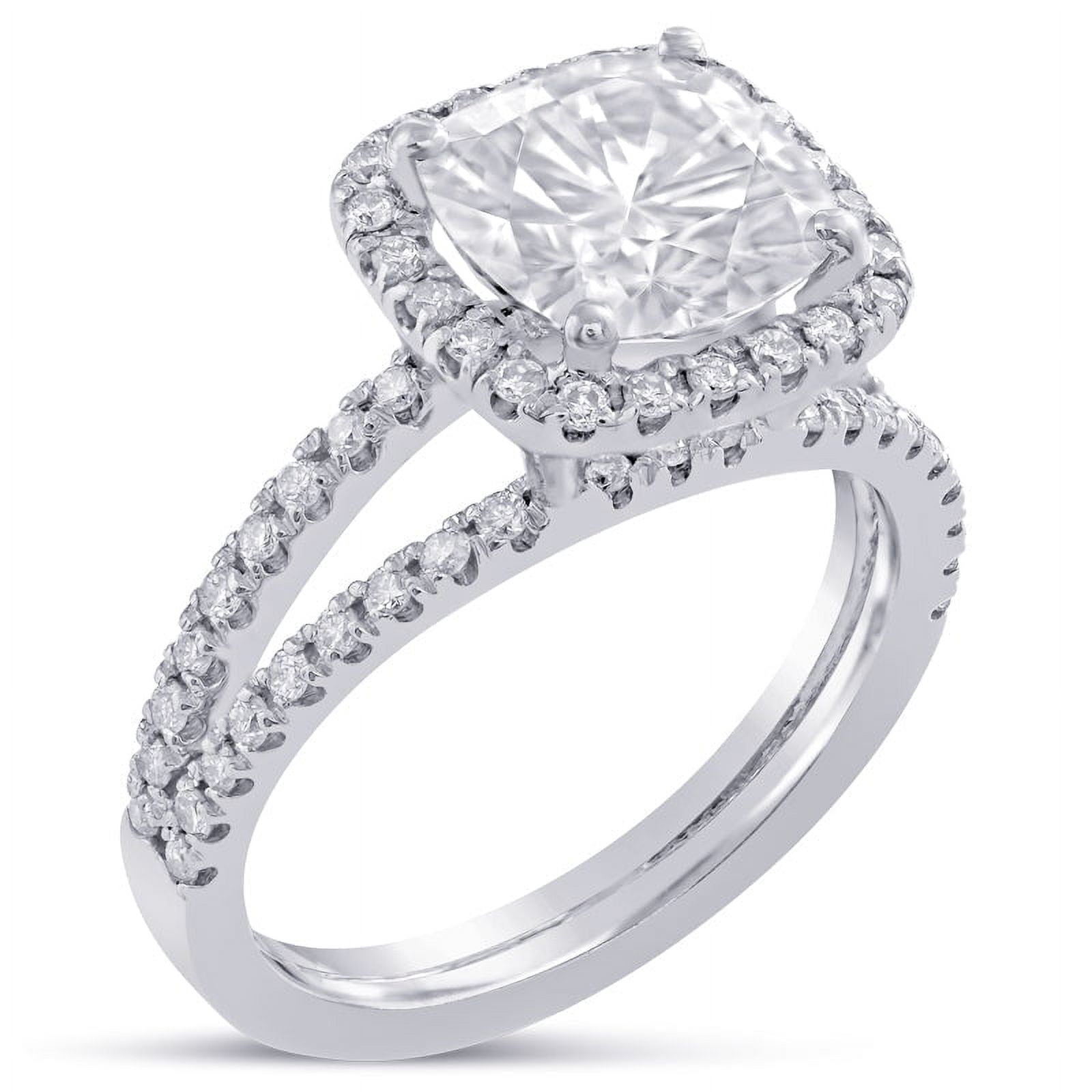 8MM Cushion Cut Moissanite and Diamonds Split Shank Halo Engagement ...