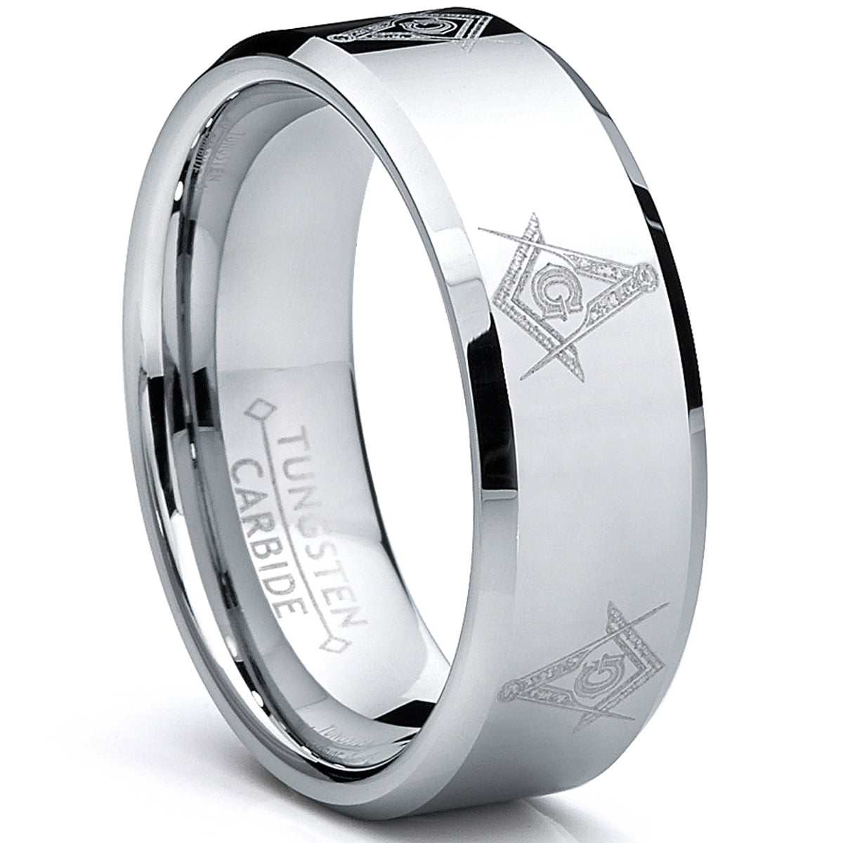 Metal Masters 8mm Freemason Masonic Tungsten Carbide Ring Mens Bands ...