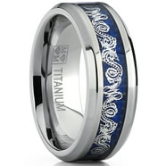 Metal Masters Men's 2.4Ct Blue Sapphire Titanium Wedding Band, Engagement Ring with Cubic ...