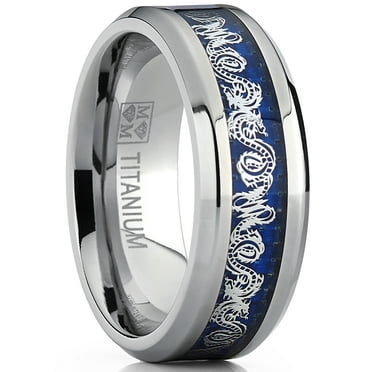 Metal Masters Men's 2.4Ct Blue Sapphire Titanium Wedding Band, Engagement Ring with Cubic ...