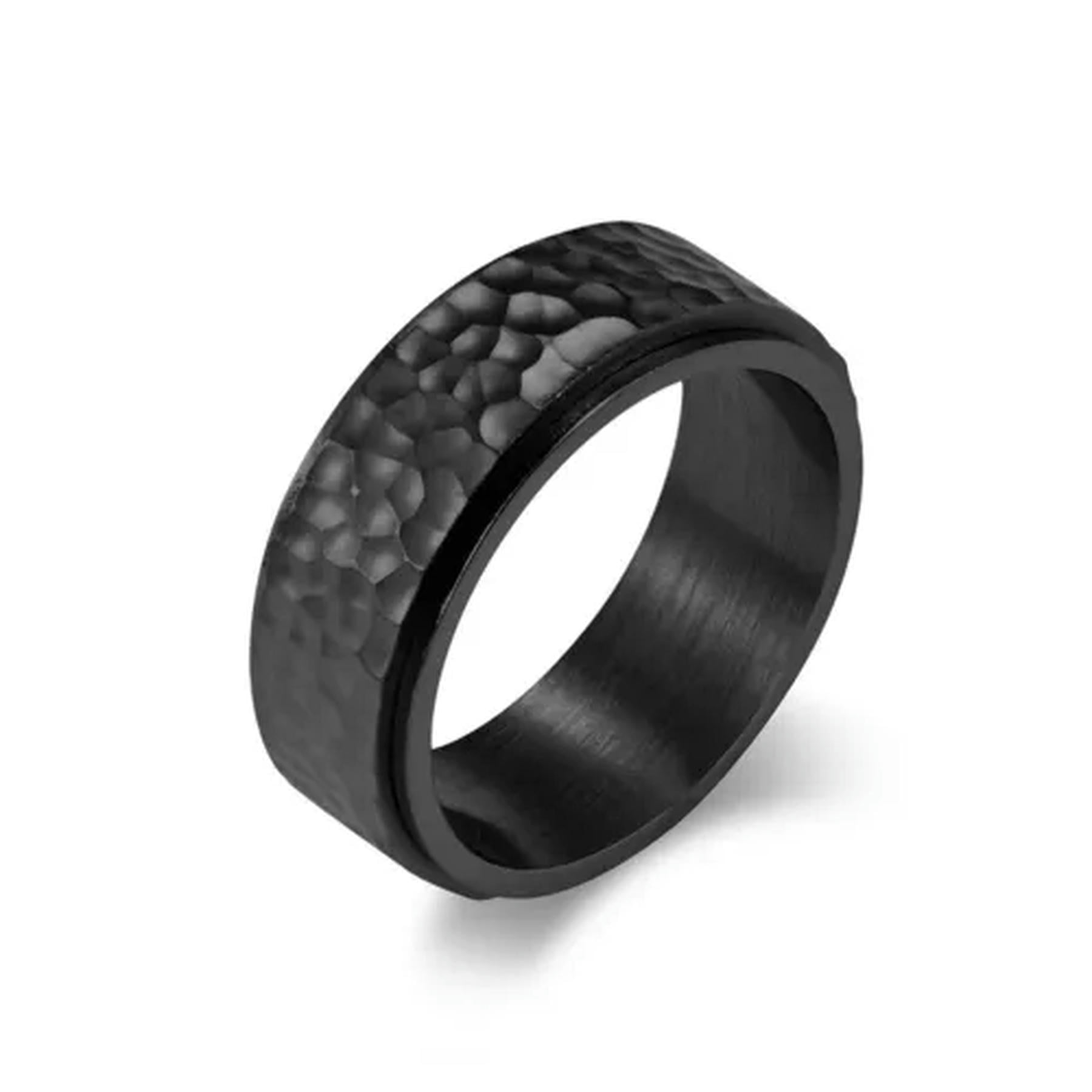 8MM Silver/Gold/Black Spinner Ring Men's Stainless Steel Anniversary ...