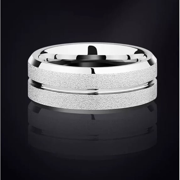8MM Stainless steel Matte Rings For Women Men Deep Groove Hypotenuse ...