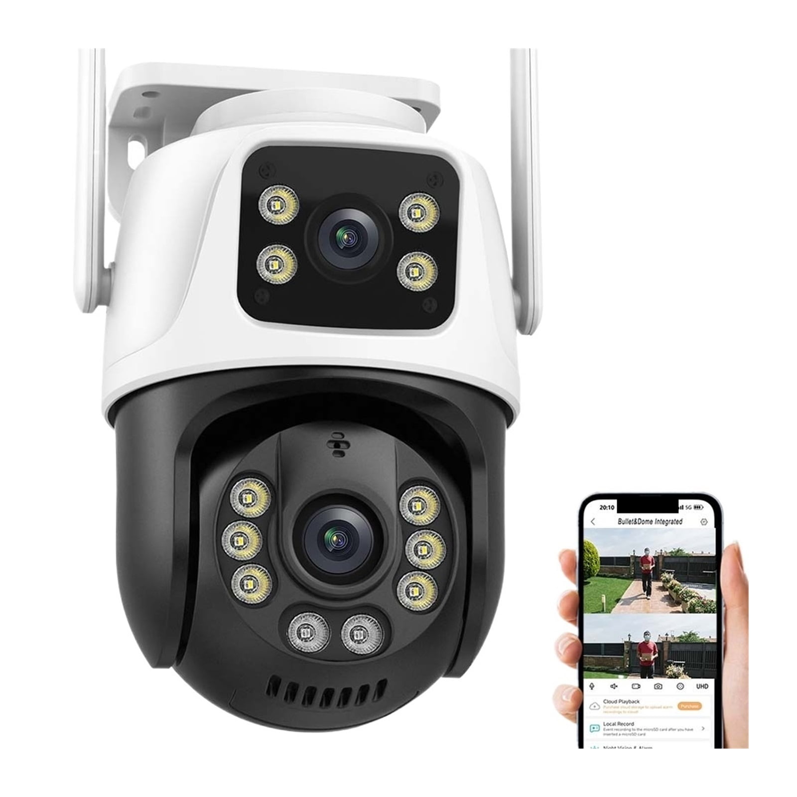 8MP 4K Camera Outdoor Wireless Security Camera PTZ Dual Lens Dual ...