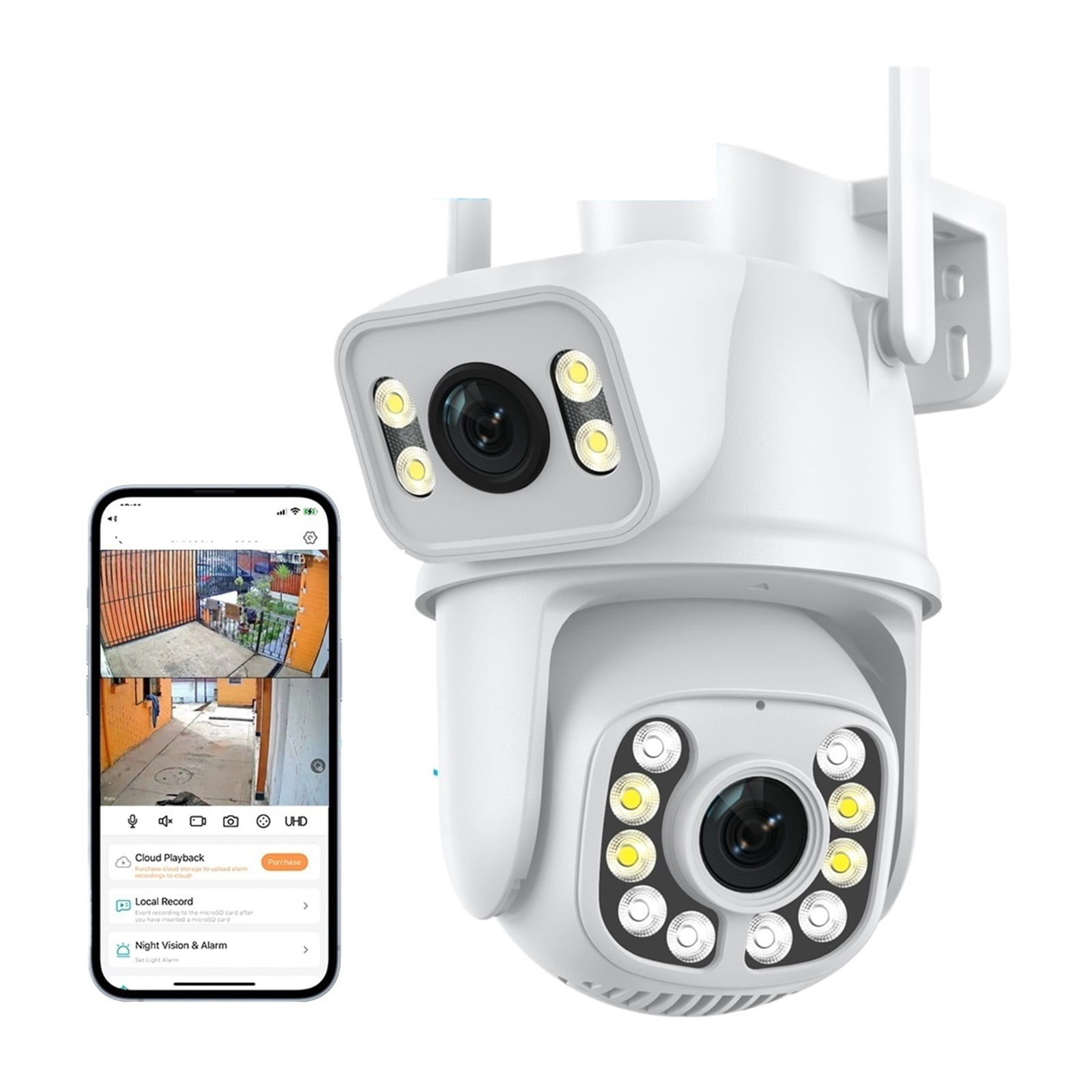 8MP 4K Dual Lens PTZ IP Camera with Dual Screen 4MP Ai Human Detection ...