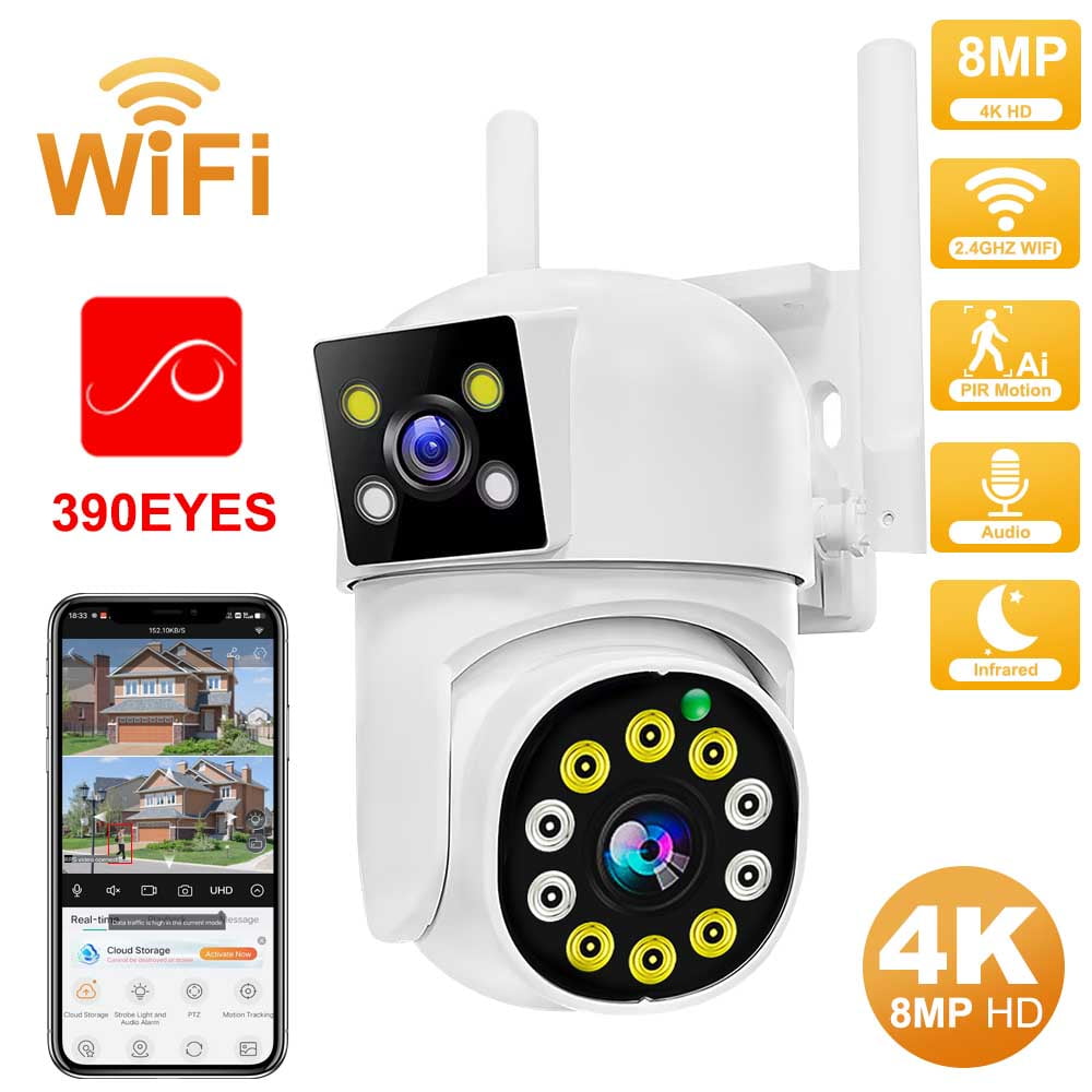 8MP 4K Dual Lens with Dual Screen PTZ Wifi Camera Ai Human Detect Auto Tracking Wireless Outdoor ...