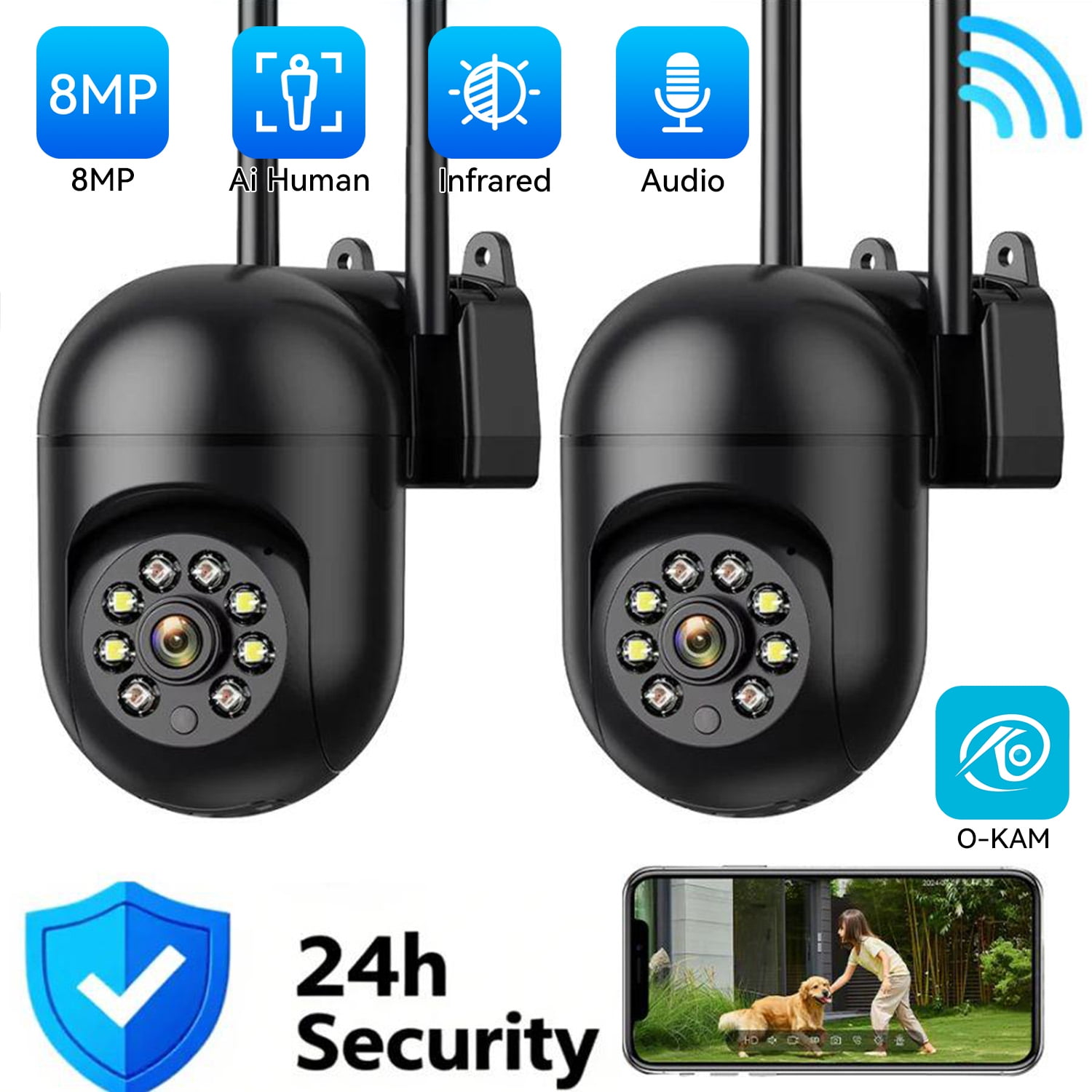 8MP 4K IP Outdoor WiFi Camera Surveillance Security CCTV PTZ Camera HD ...