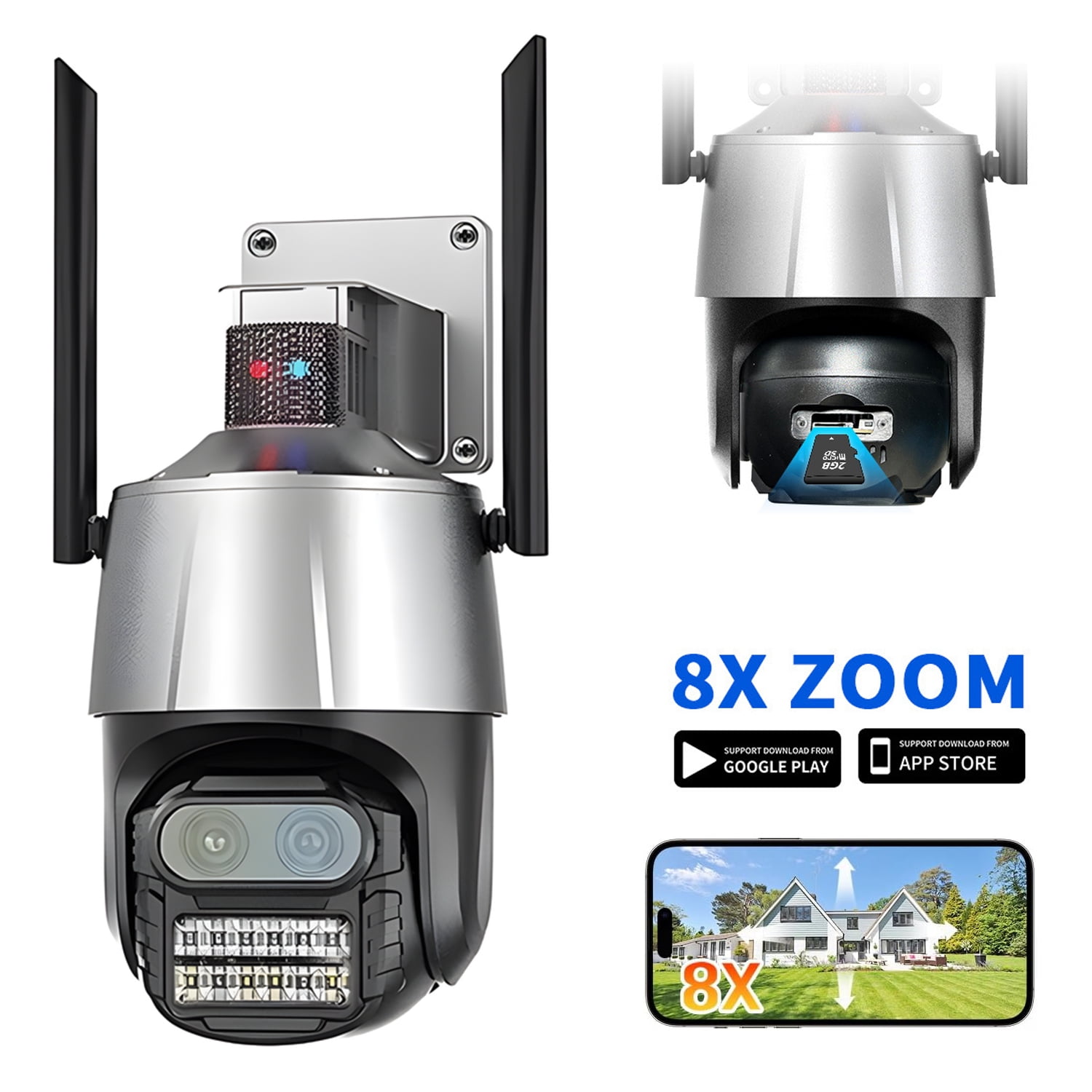 8MP 4K Outdoor Security Cameras Wireless Wifi, 360° View Outdoor Camera ...