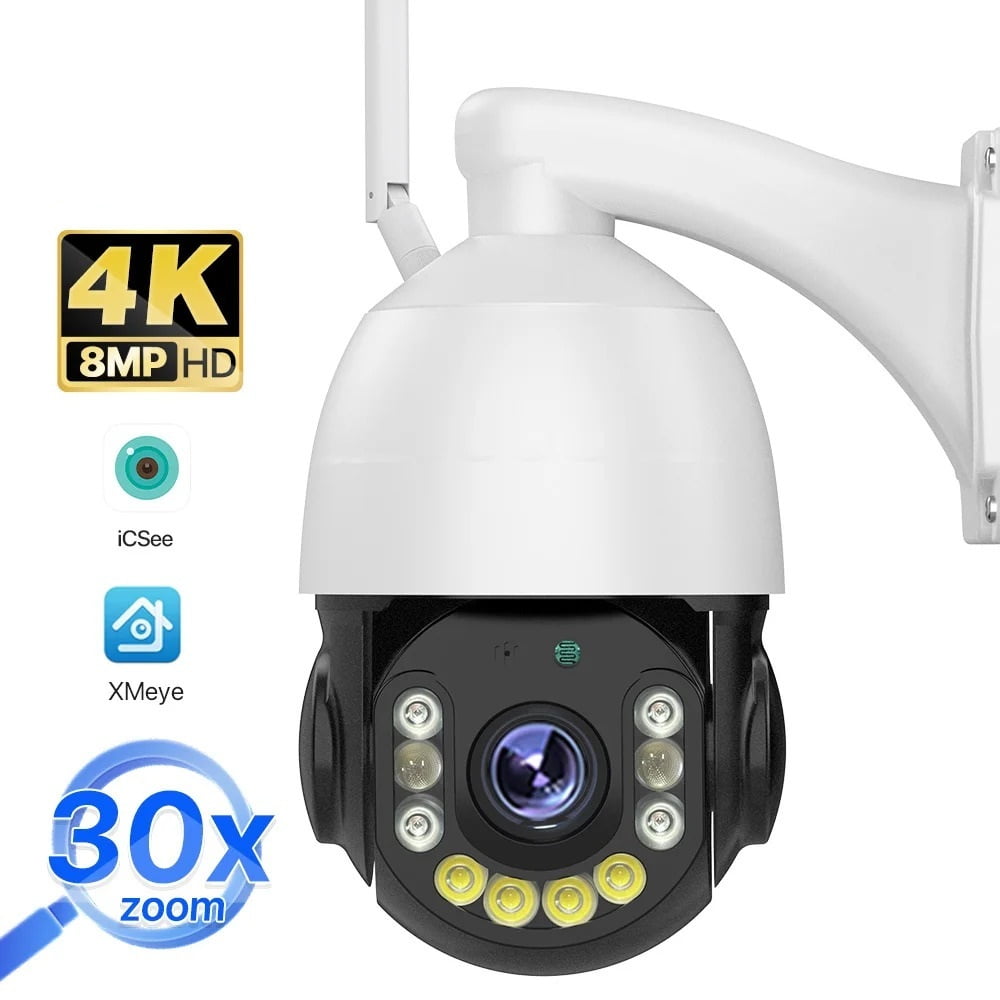 8MP 4K PTZ WiFi 30X Zoom Camera Outdoor Face Detection POE Auto ...
