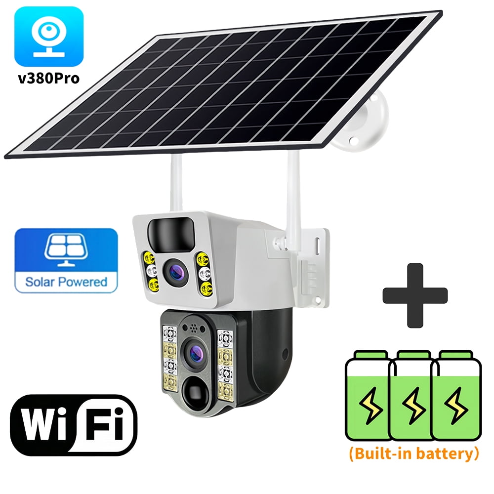 8MP 4K Wireless Solar Camera 4G Sim Outdoor Dual Lens 4G IP Camera PIR Night Vision V380 Pro ...