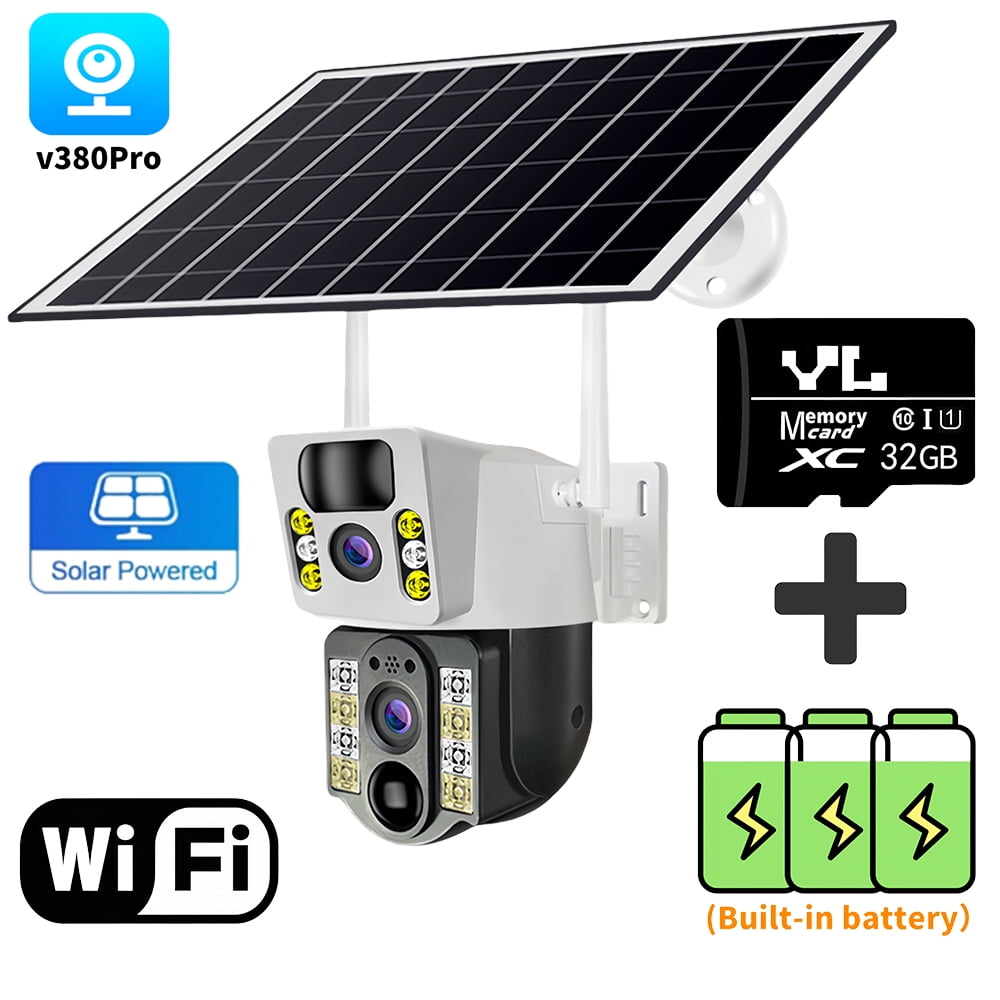 8MP 4K Wireless Solar Camera 4G Sim Outdoor Dual Lens 4G IP Camera PIR ...