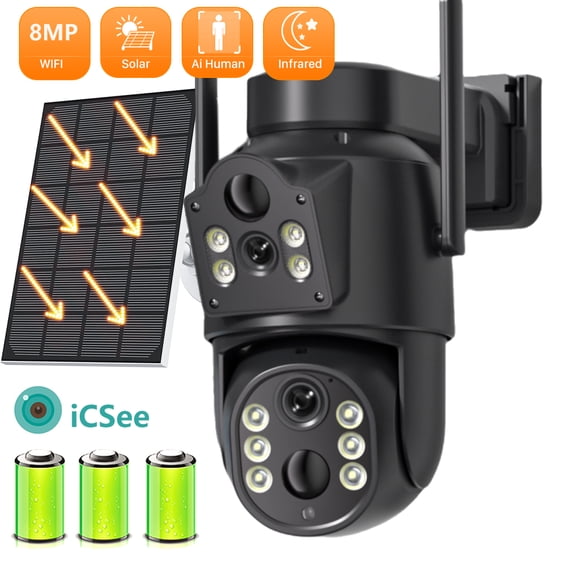 8MP Dual Lens PTZ Solar Camera imou Dual Screens PIR Human Detect ...