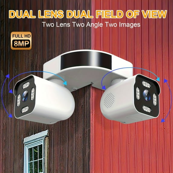 8MP Dual Lens WiFi Security Camera 360° PTZ Full Color Night Vision AI ...