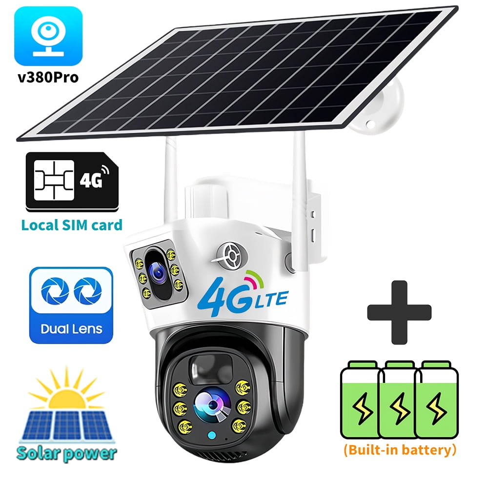 8MP HD 4K 4G Camera Outdoor Wireless PTZ Solar IP Camera Built-in ...