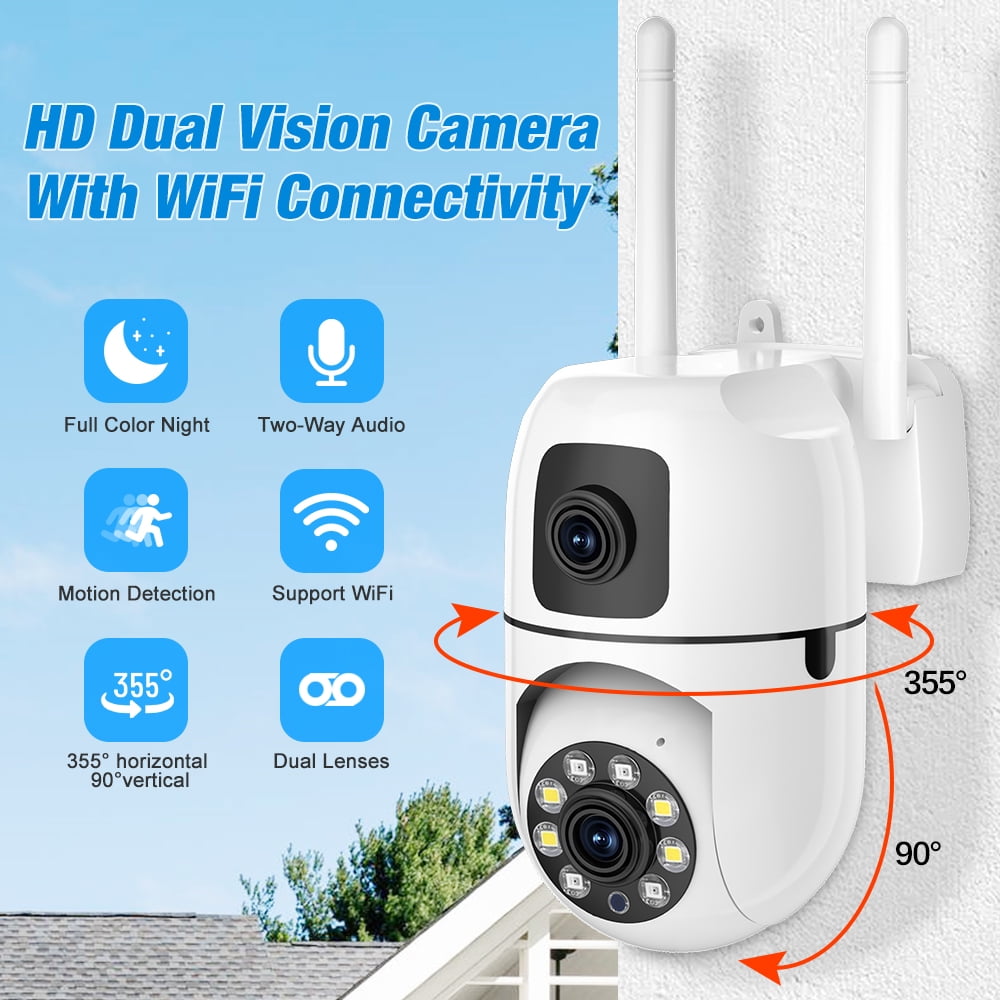 8MP HD Wifi Surveillance PTZ Camera Outdoor 4MP Dual Lens Dual Screen ...