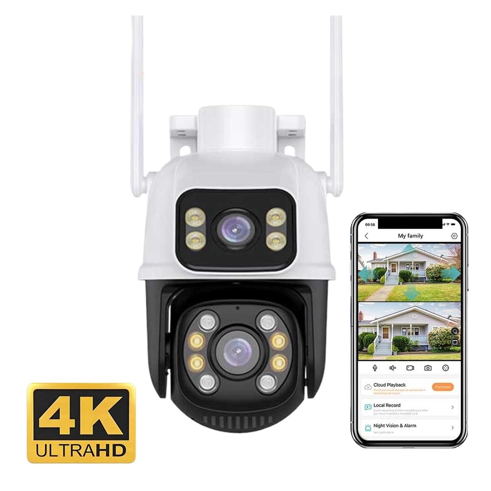 8MP PTZ Camera Outdoor Night Vision Dual Screen Human Detection 4MP ...