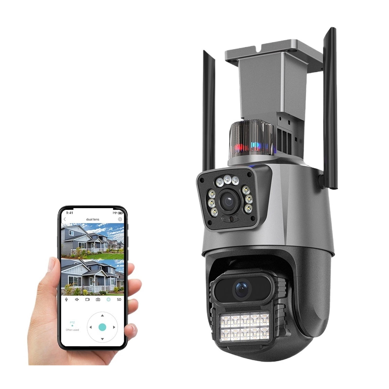 8MP PTZ Camera with Dual Screen Color Night Vision Outdoor 4MP Security ...