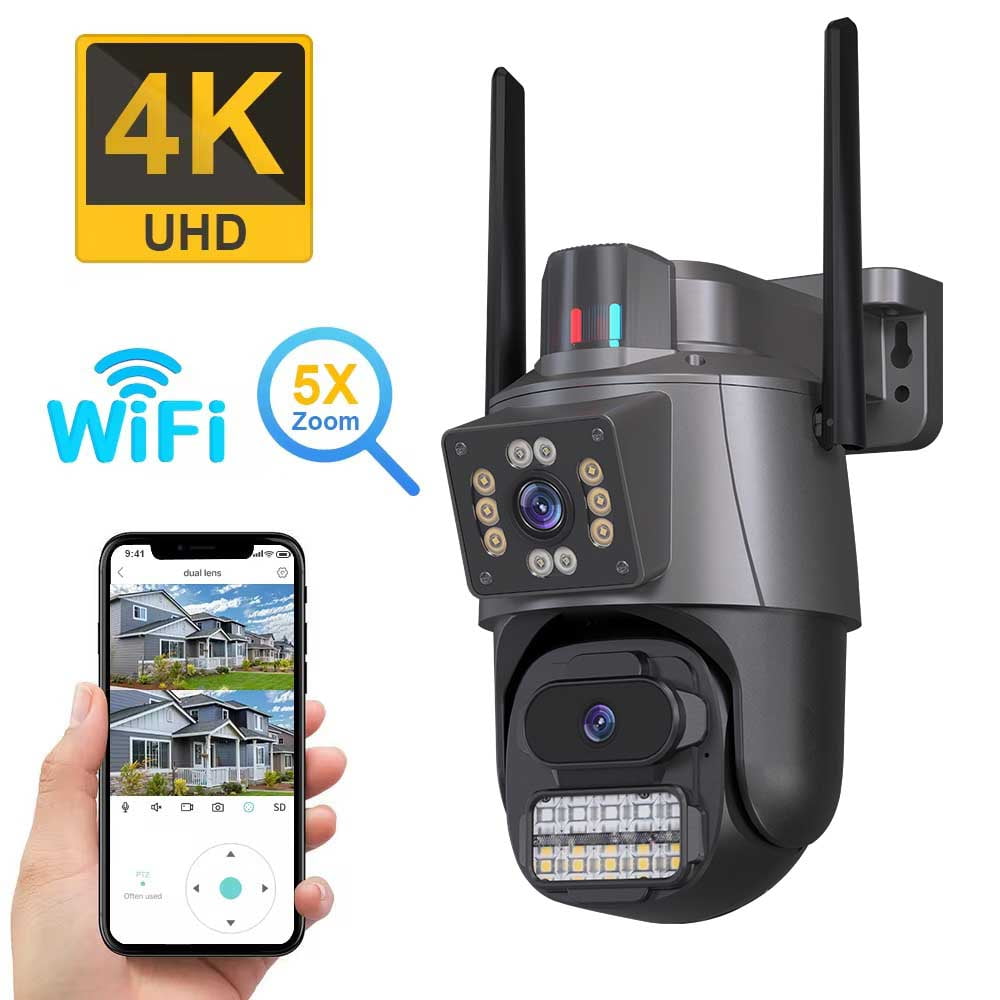 8MP PTZ WiFi Camera with Dual Screen Color Night Vision Outdoor 4MP ...