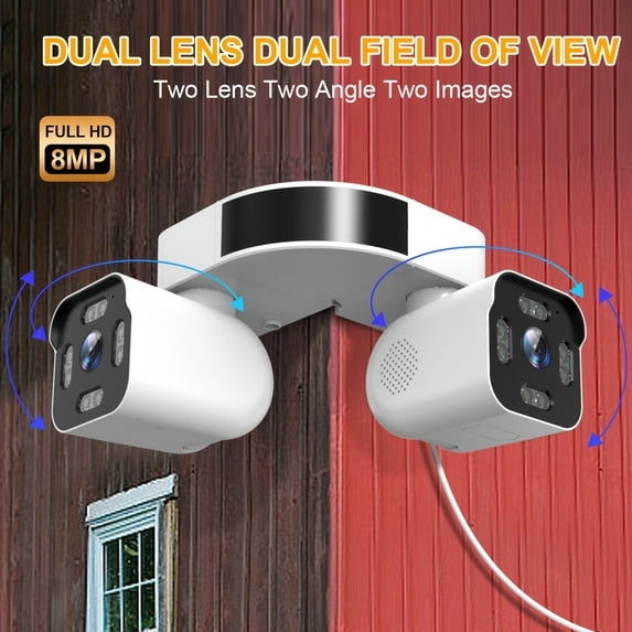 8MP Smart Wireless WiFi Outdoor Security Camera - Dual Lens PTZ, 360 ...