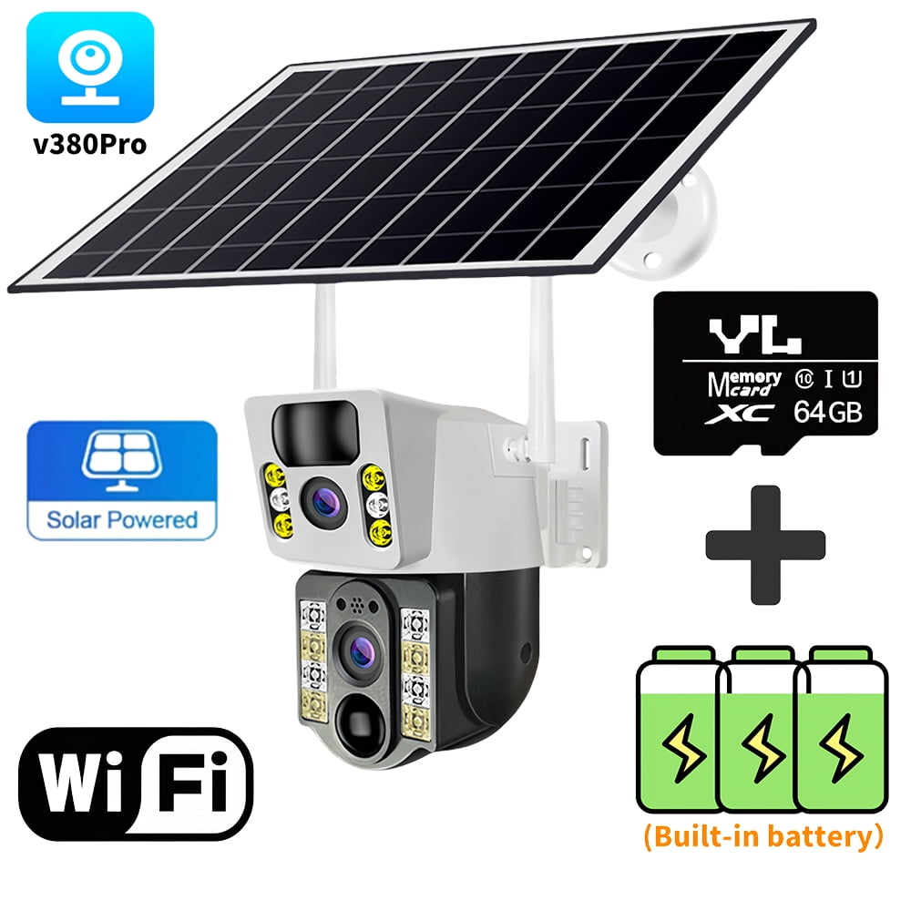 8MP Solar Camera WiFi Dual Lens 4K HD Night Vision IP CCTV Surveilance PTZ PIR Human Detection ...