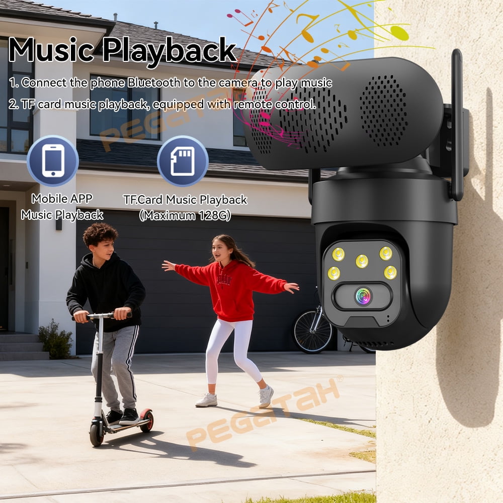 8MP WiFi IP Camera with Music Player Outdoor 4MP Color Night Vision ...
