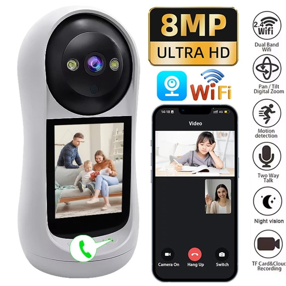8MP Wifi Camera Video Call with 2.8 Inch IPS Screen Baby Cry Sound ...